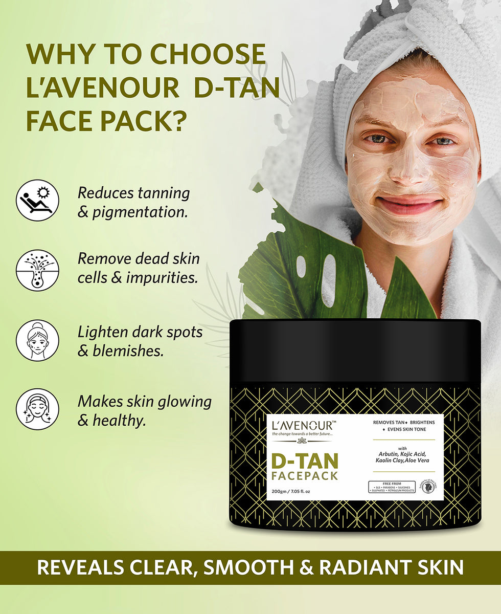 L'avenour D-Tan Face Pack for Instant Tan Removal & Glowing Skin – L ...